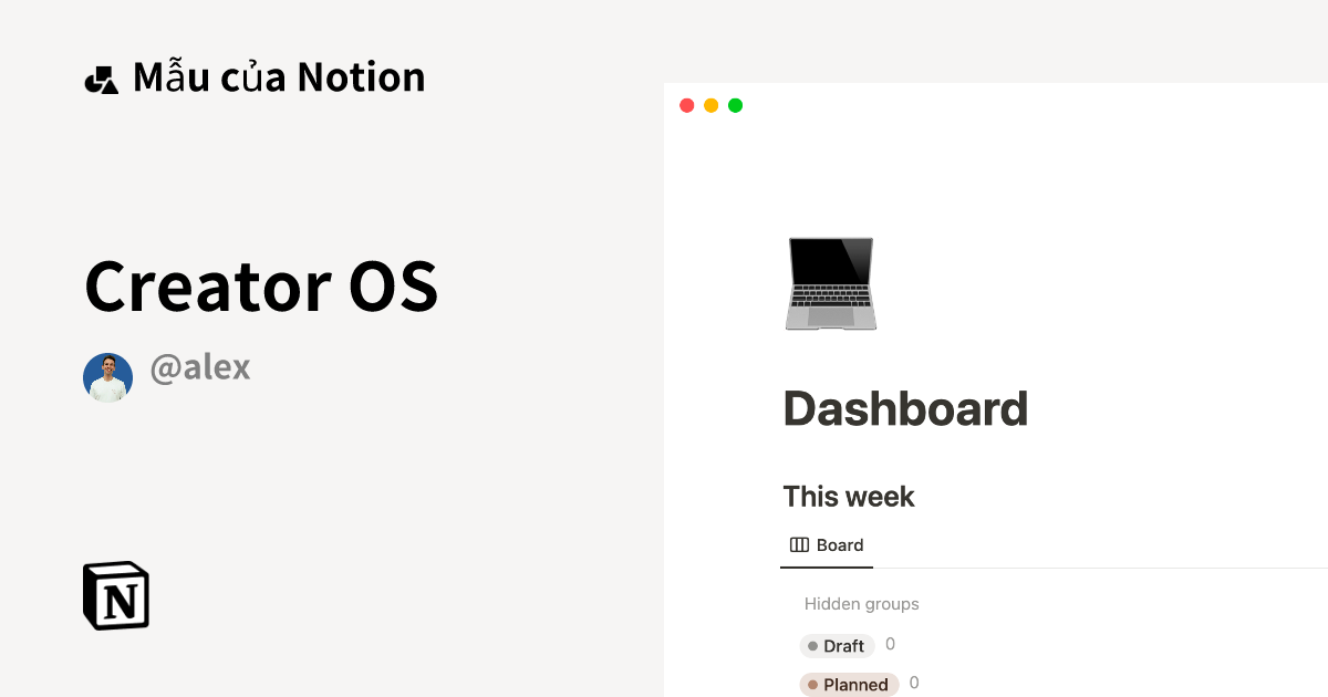 Mẫu Creator OS | Thị trường Notion
