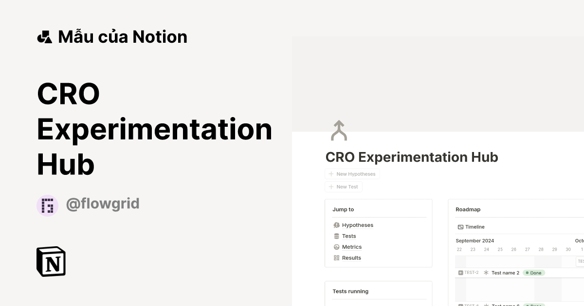 Mẫu CRO Experimentation Hub | Thị trường Notion