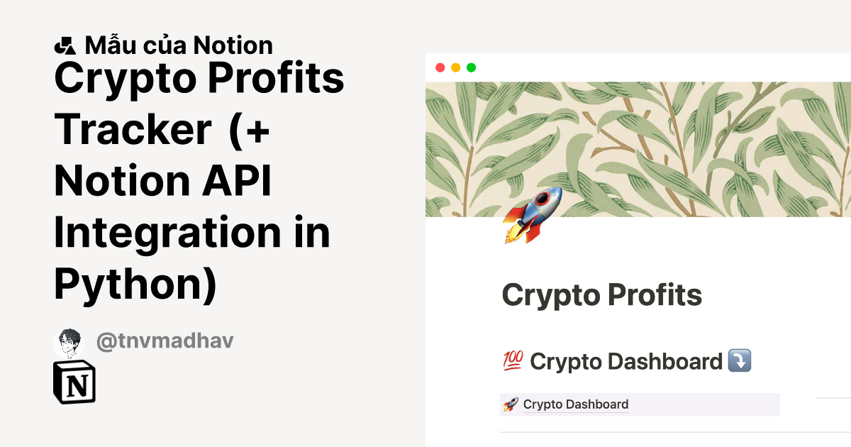 Mẫu Crypto Profits Tracker (+ Notion API Integration in Python) | Thị trường Notion