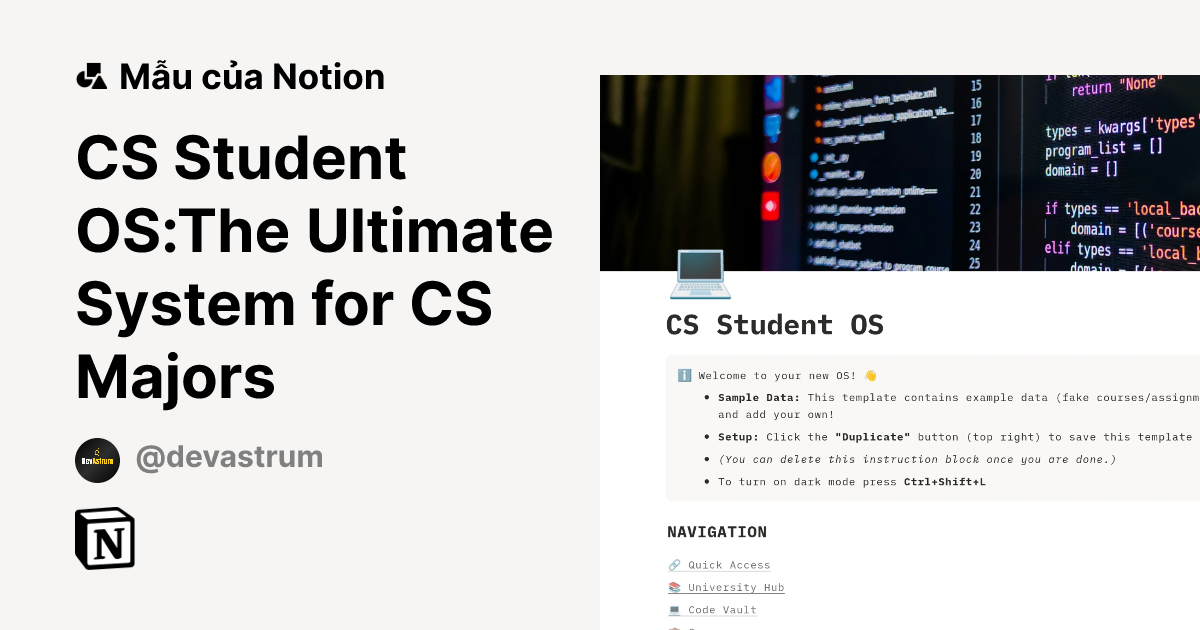 Mẫu CS Student OS: The Ultimate Notion System for Computer Science ...