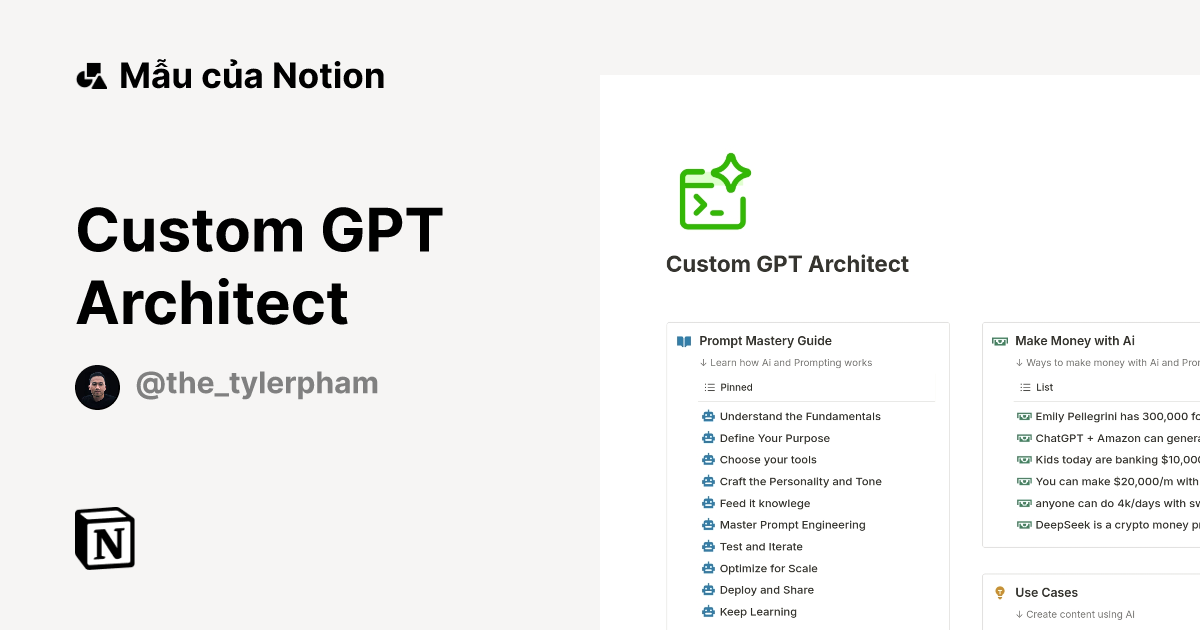 Mẫu Custom GPT Architect | Thị trường Notion