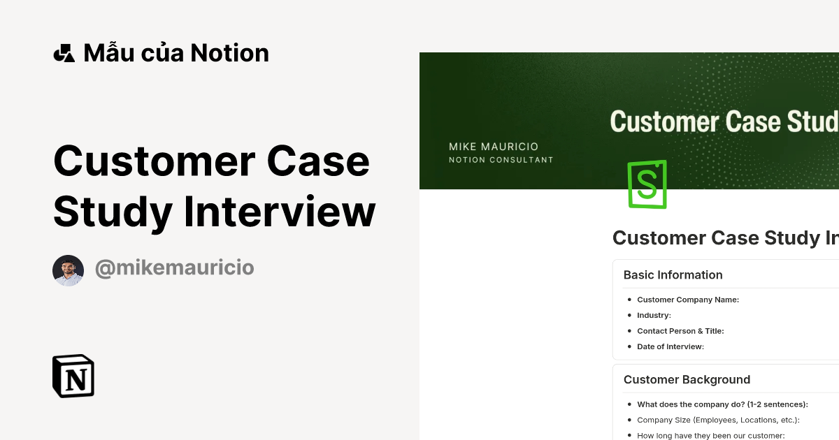 Mẫu Customer Case Study Interview | Thị trường Notion