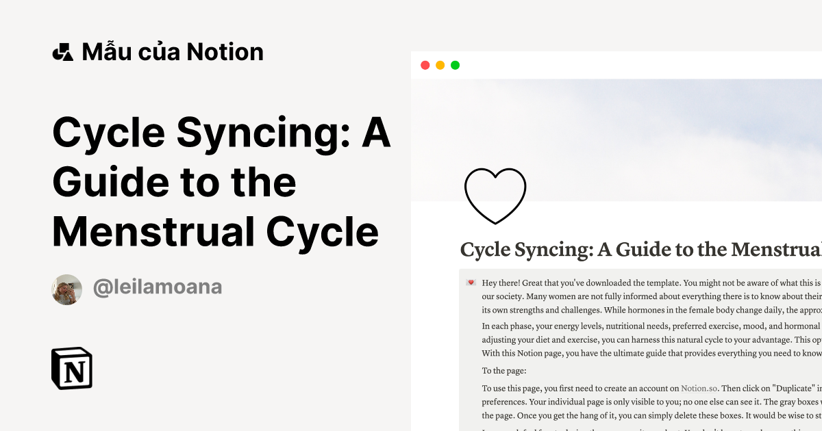Mẫu Cycle Syncing: A Guide to the Menstrual Cycle | Thị trường Notion