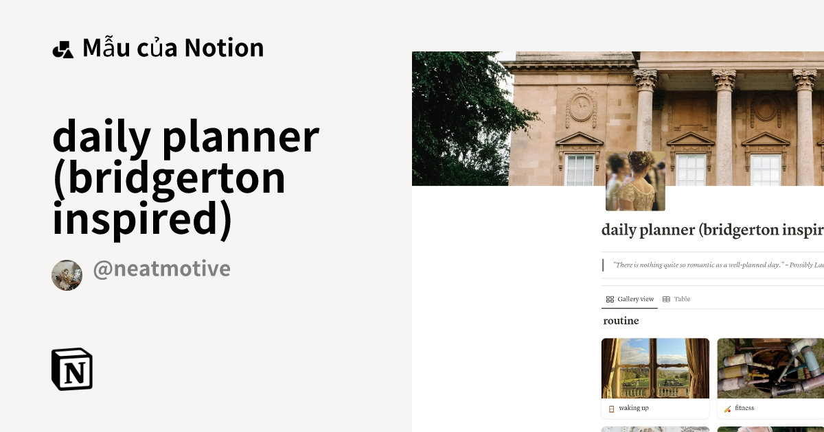 Mẫu daily planner (bridgerton inspired) | Thị trường Notion