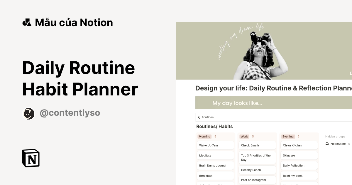 Mẫu Daily Routine Habit Planner | Thị trường Notion