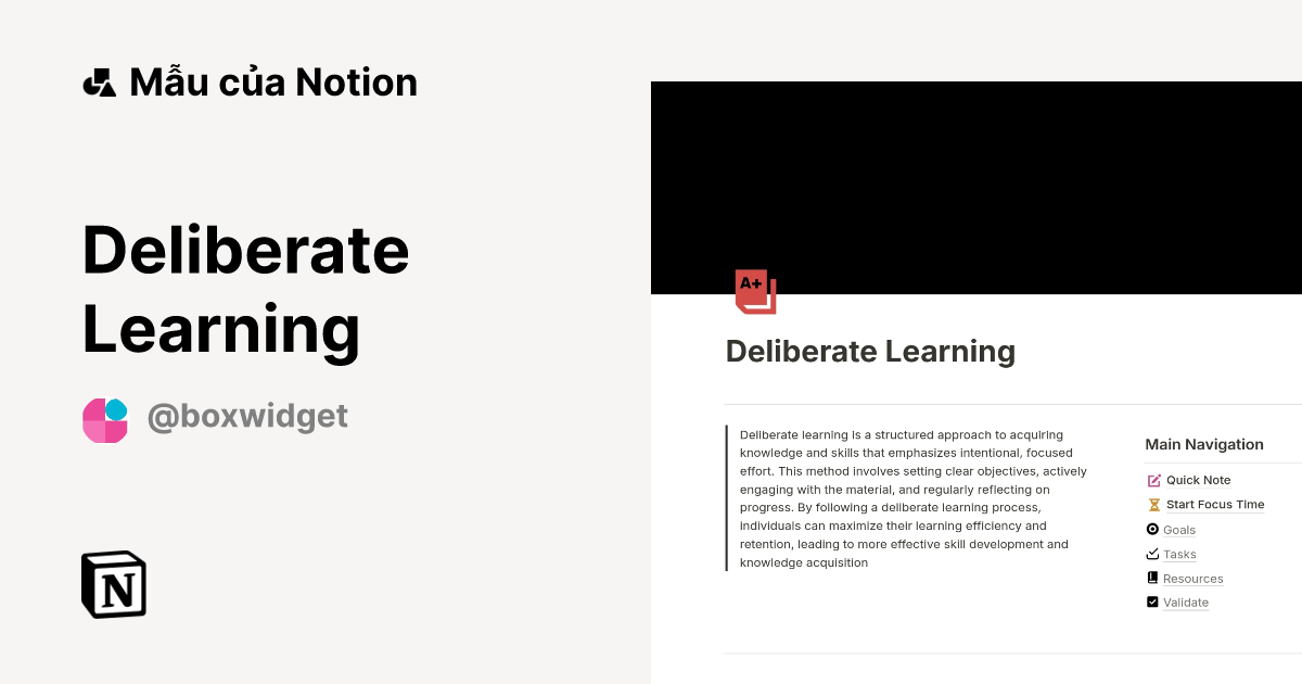 Deliberate Learning Mẫu do Widgetbox Templates tạo | Thị trường Notion