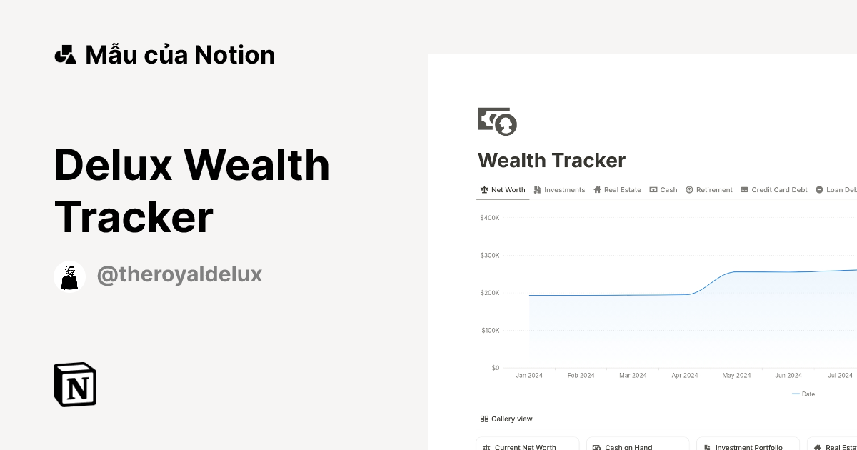 Mẫu Delux Wealth Tracker | Thị trường Notion