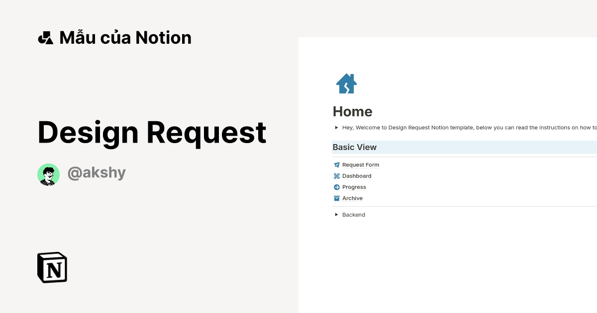 Mẫu Design Request | Thị trường Notion