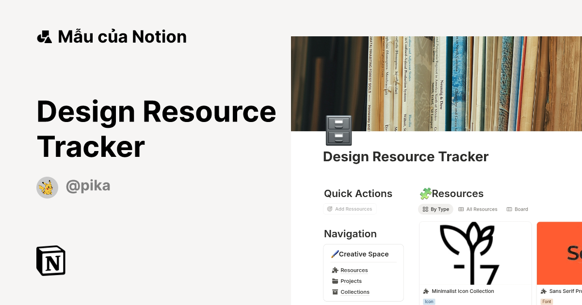 Mẫu Design Resource Tracker | Thị trường Notion