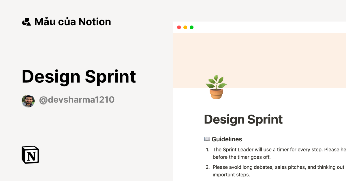 Design Sprint Mẫu do Dev Sharma tạo | Thị trường Notion