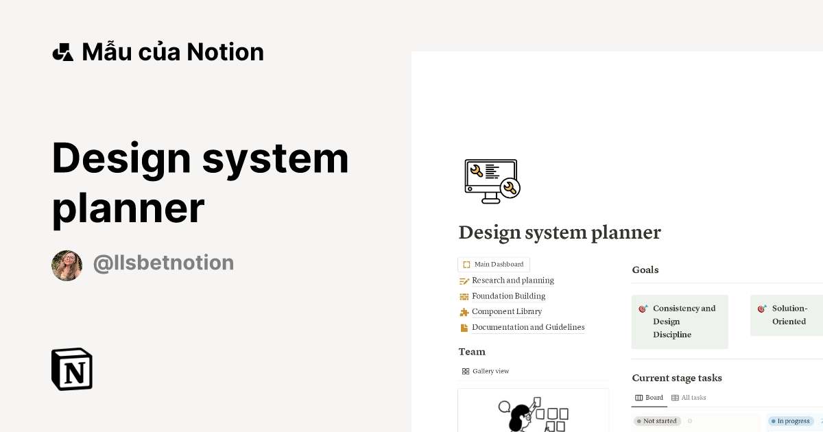 Mẫu Design system planner | Thị trường Notion