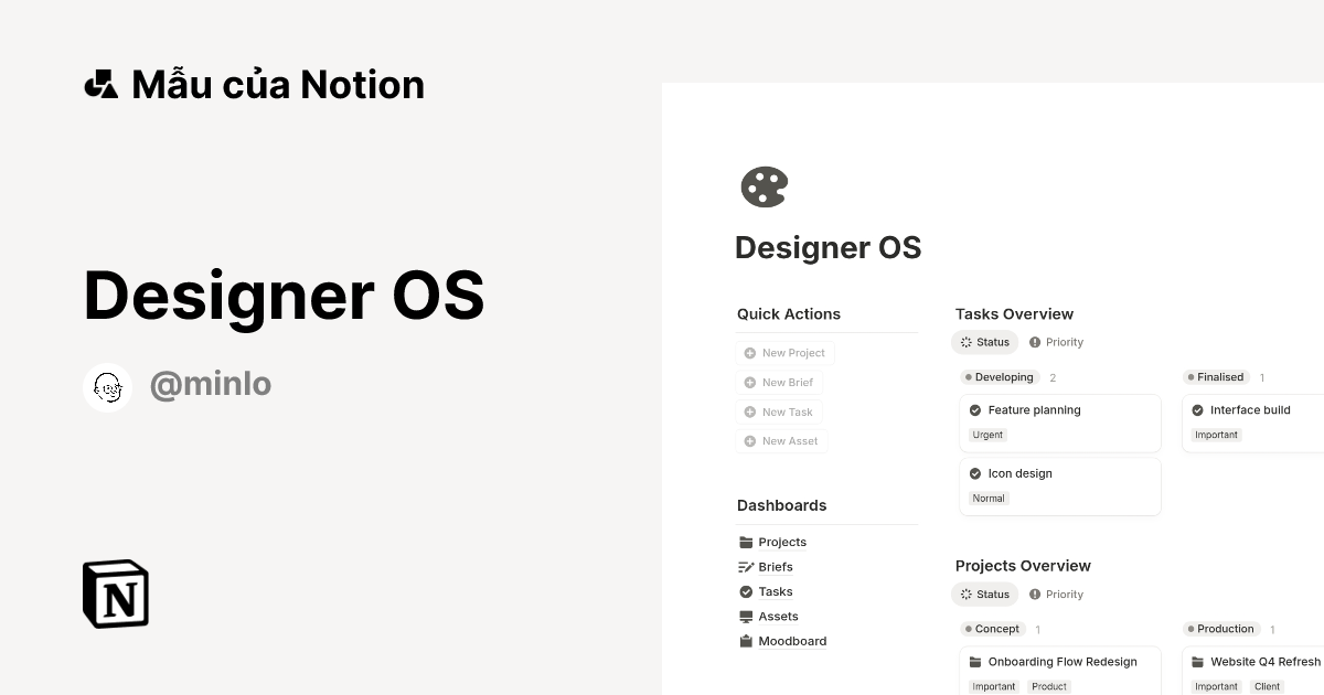 Mẫu Designer OS | Thị trường Notion