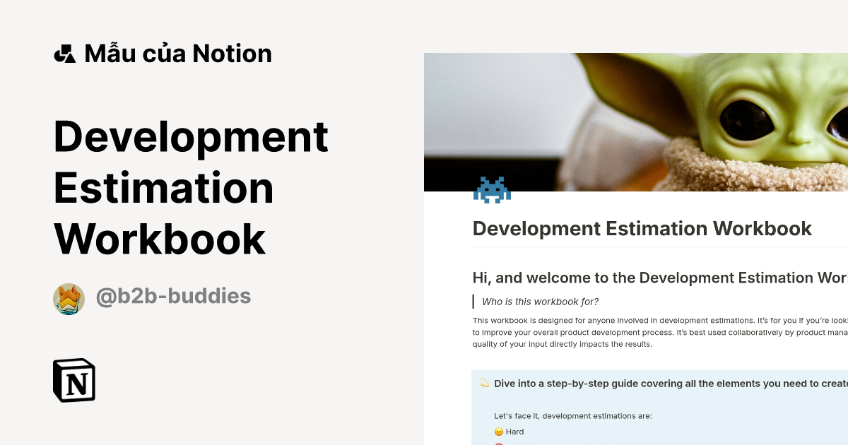 Mẫu Development Estimation Workbook | Thị trường Notion