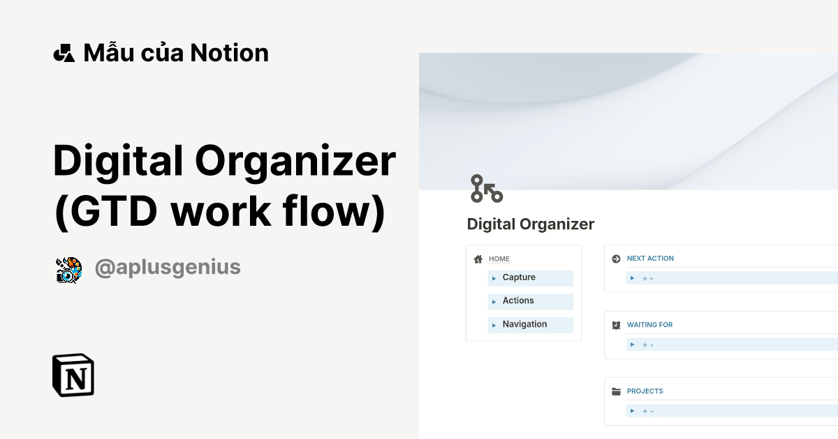 Mẫu Digital Organizer (GTD work flow) | Thị trường Notion