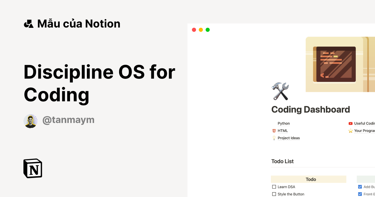 Mẫu Discipline OS for Coding | Thị trường Notion