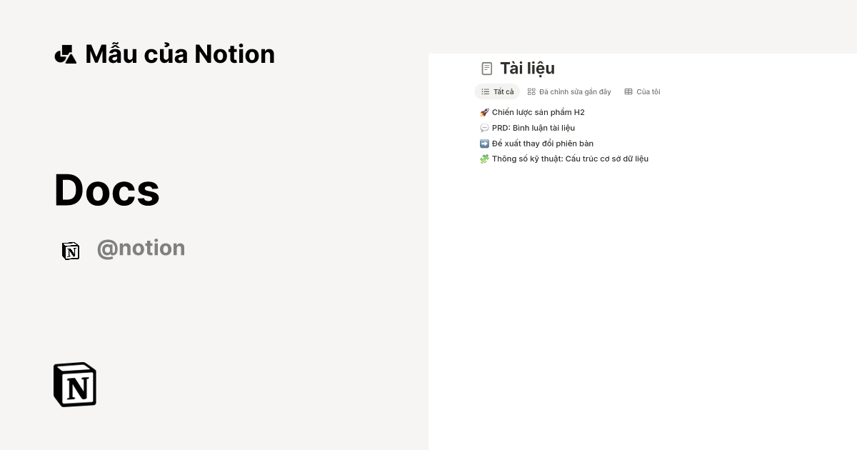 Mẫu Docs 2025 | Thị trường Notion