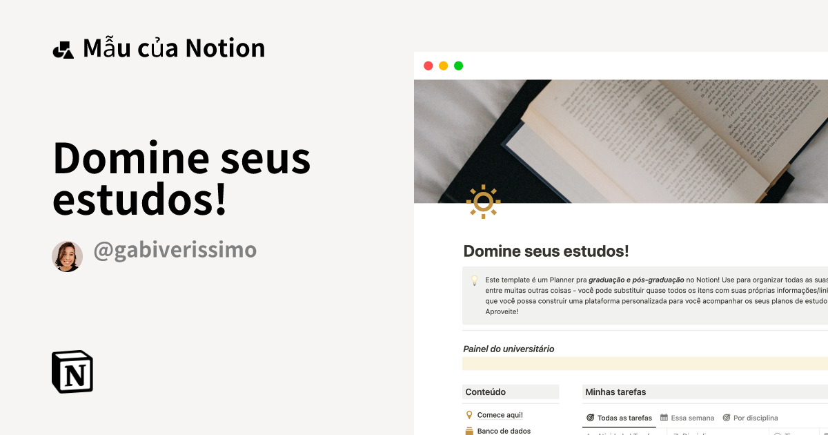 Mẫu Domine seus estudos! | Thị trường Notion