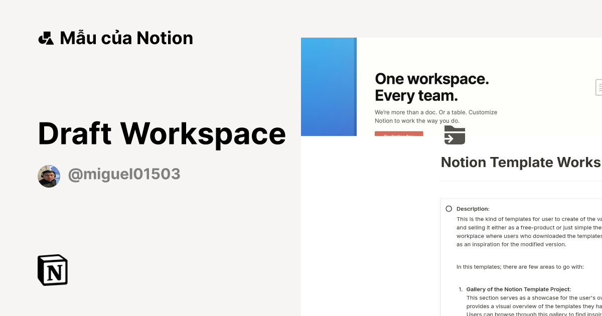 Draft Workspace Mẫu do JMB tạo | Thị trường Notion