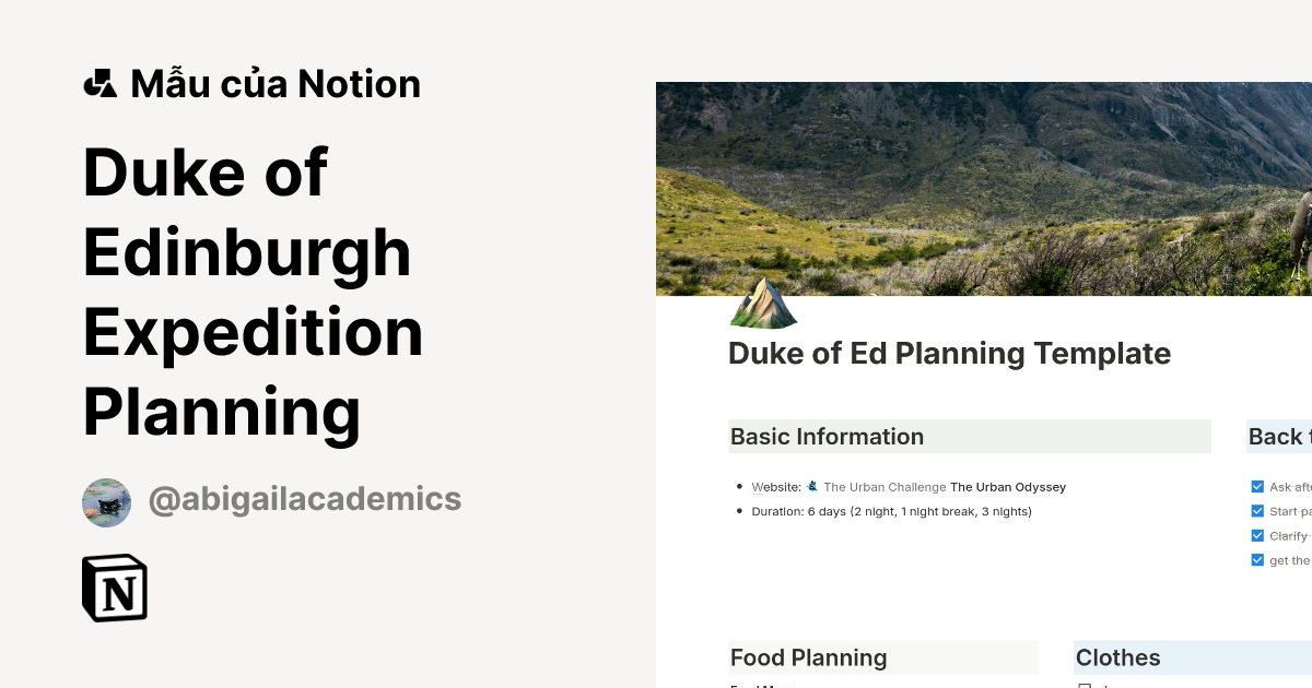 Duke of Edinburgh Expedition Planning Mẫu do Abigail tạo | Thị trường ...