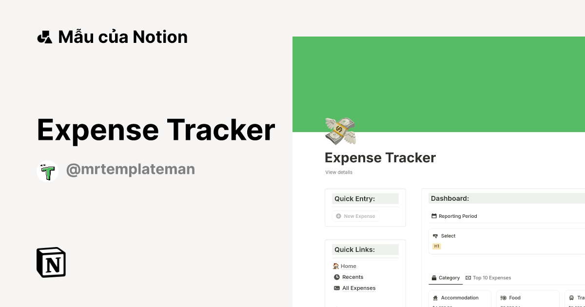 Mẫu Expense Tracker | Thị trường Notion