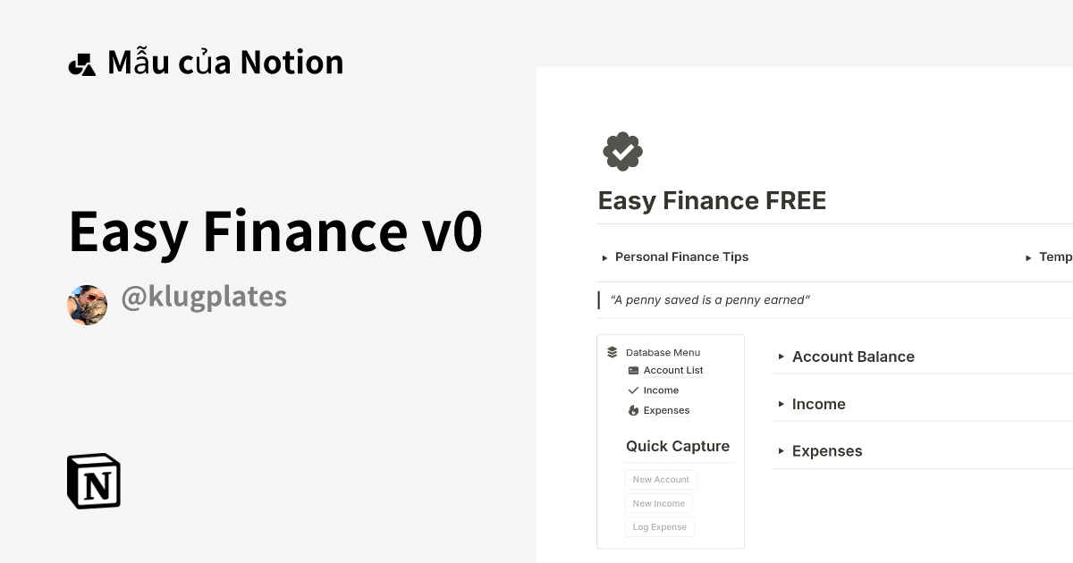 Mẫu Easy Finance v0 | Thị trường Notion