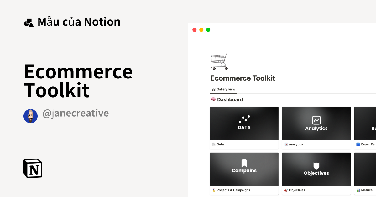 Mẫu Ecommerce Toolkit | Thị trường Notion