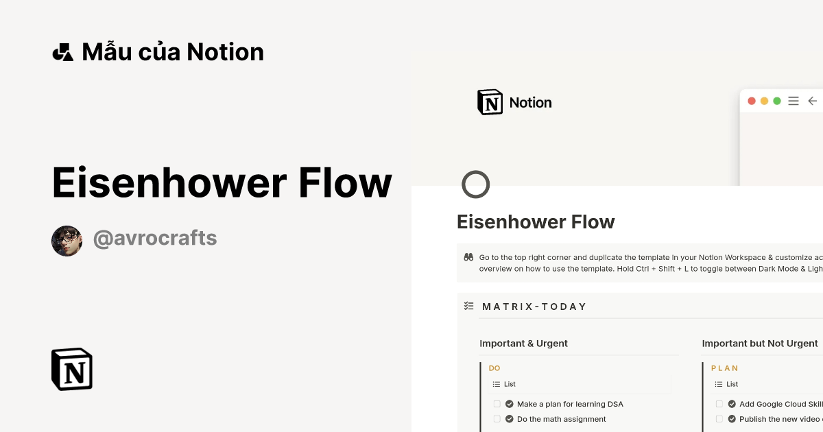 Eisenhower Flow Mẫu do Avro tạo | Thị trường Notion