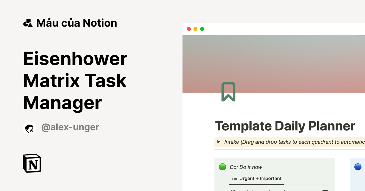 Mẫu Eisenhower Matrix Task Manager | Thị trường Notion