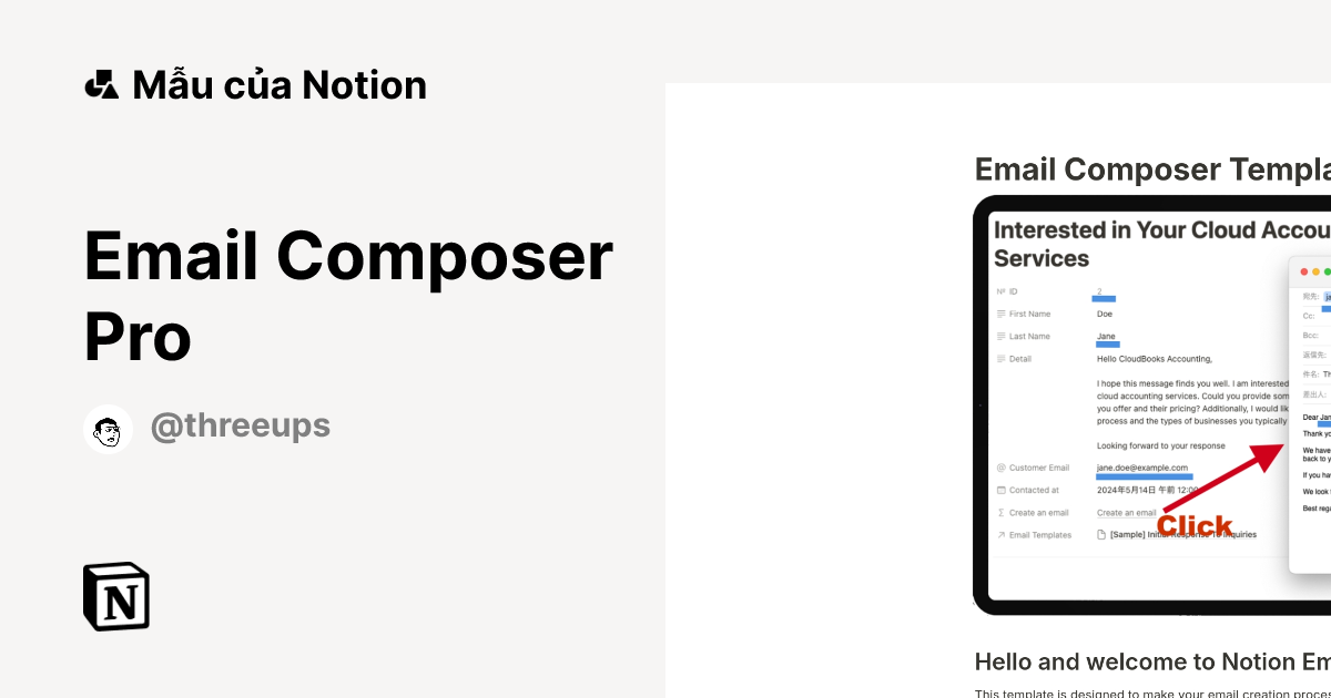 Mẫu Email Composer Pro | Thị trường Notion