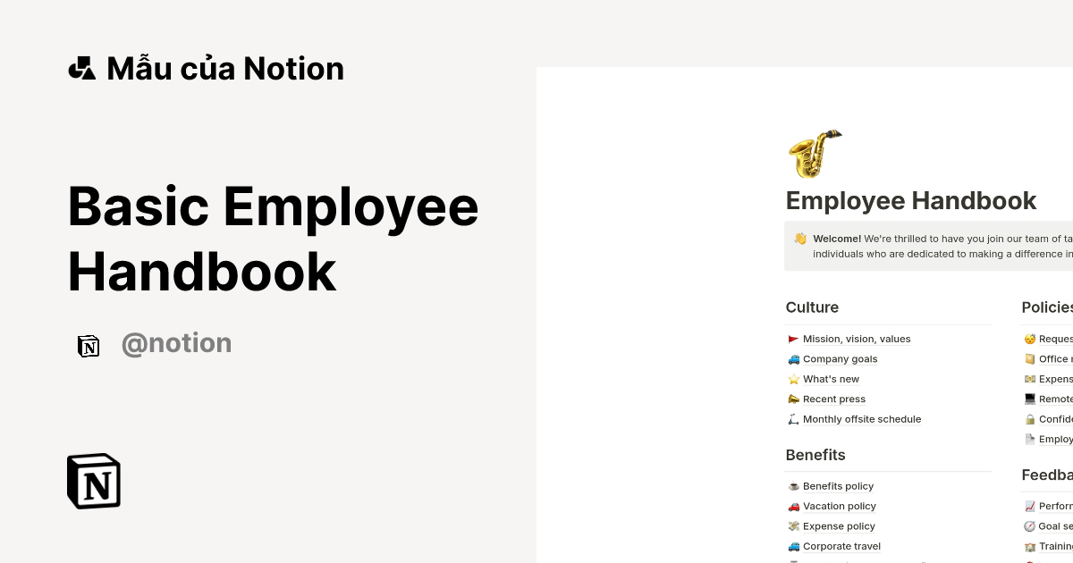 Mẫu Basic Employee Handbook 2026 | Thị trường Notion