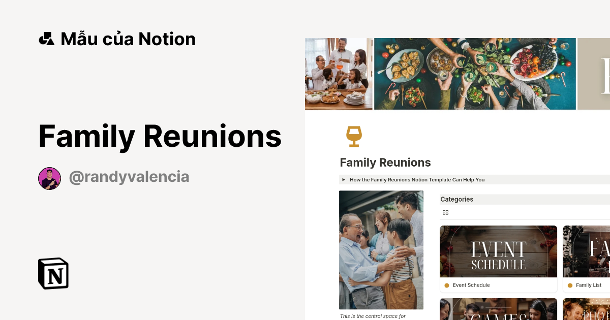 Mẫu Family Reunions | Thị trường Notion