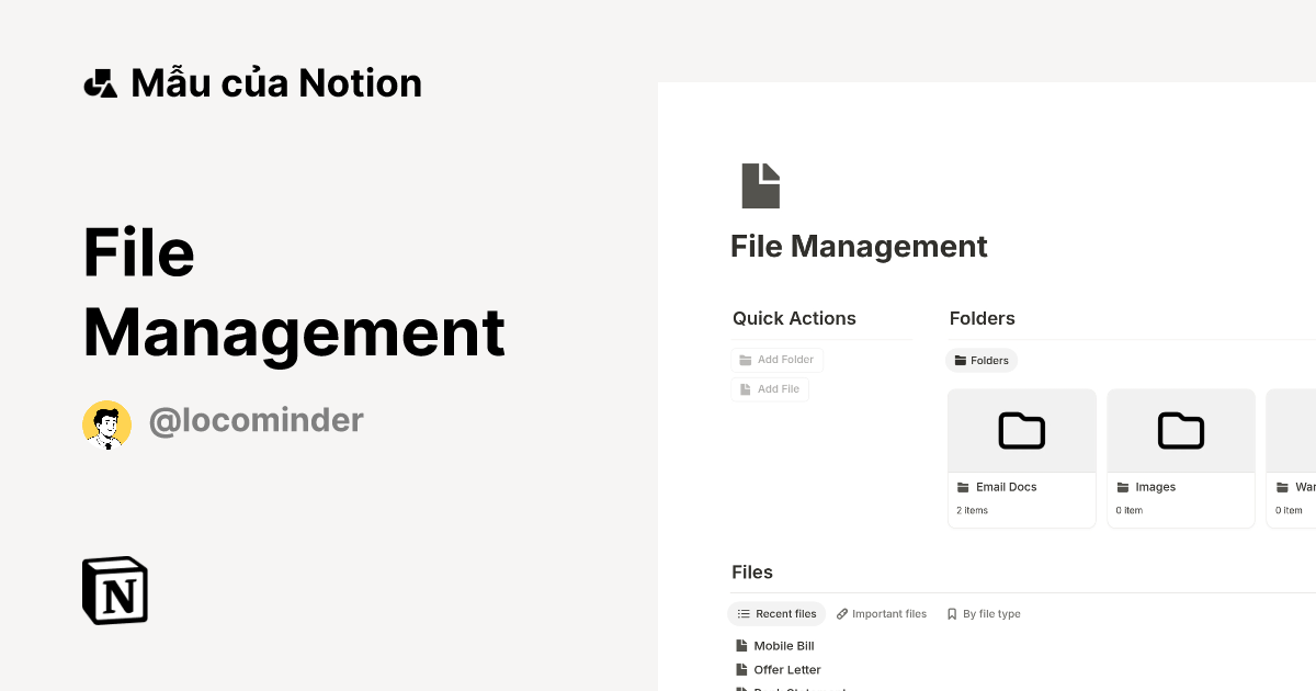 Mẫu File Management | Thị trường Notion
