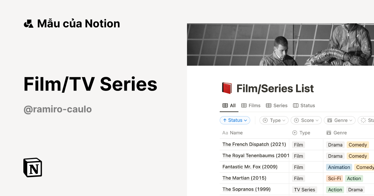 Film/TV Series Mẫu do Ramiro Caulo tạo | Thị trường Notion