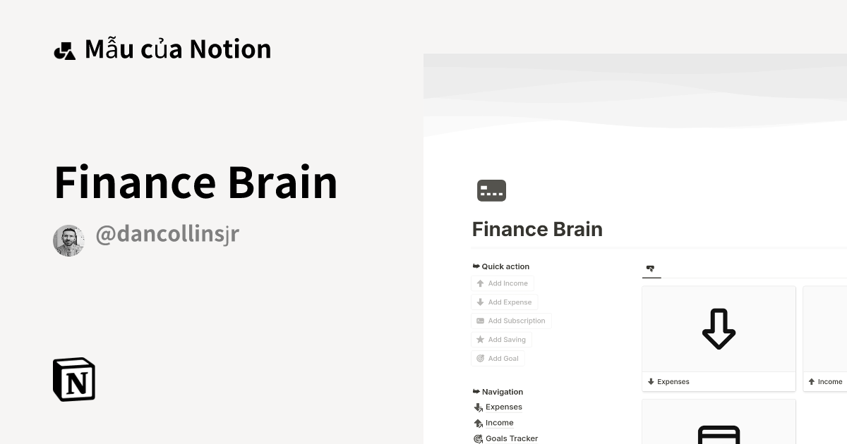 Finance Brain Mẫu do dancollinsjr tạo | Thị trường Notion
