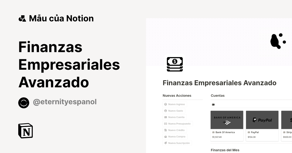 Mẫu Finanzas Empresariales Avanzado | Thị trường Notion