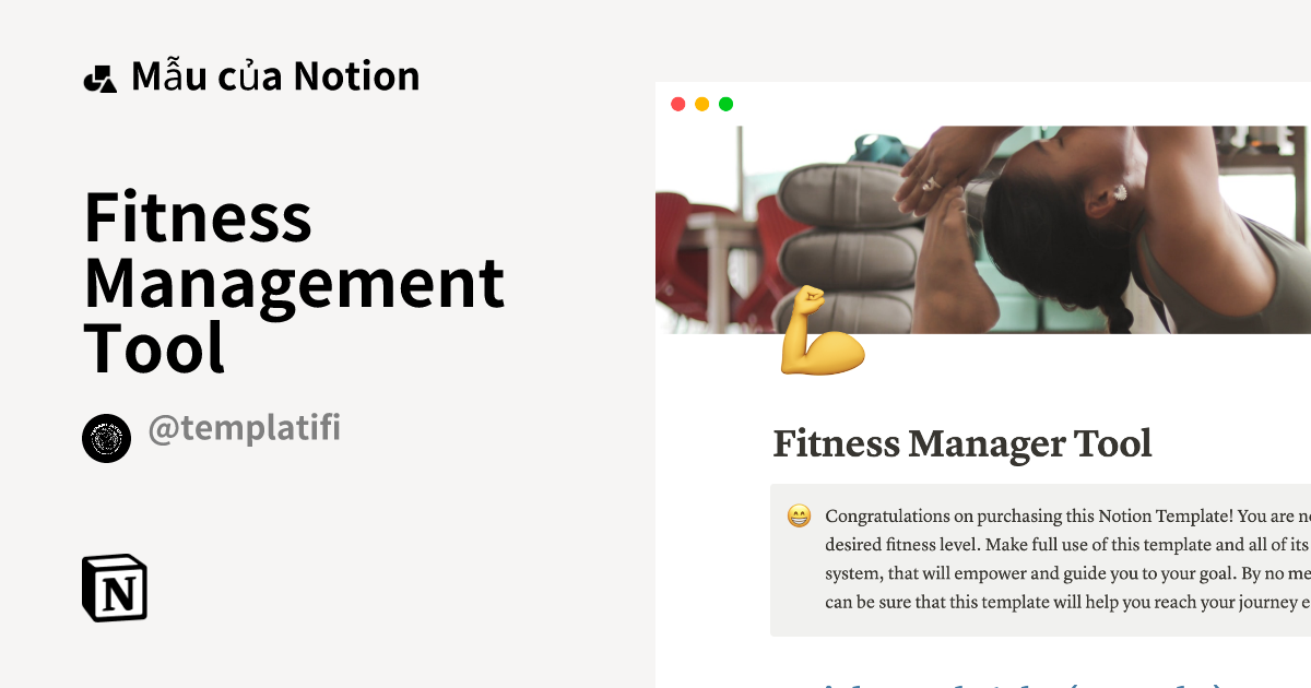 Mẫu Fitness Management Tool | Thị trường Notion