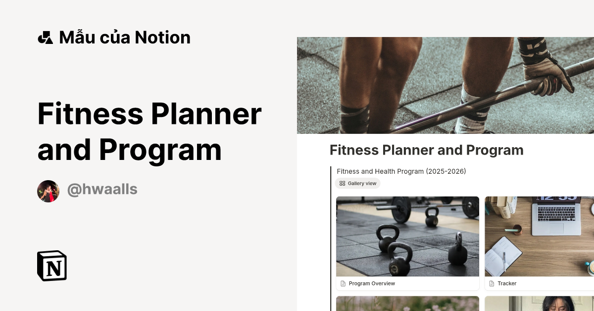 Mẫu Fitness Planner and Program | Thị trường Notion