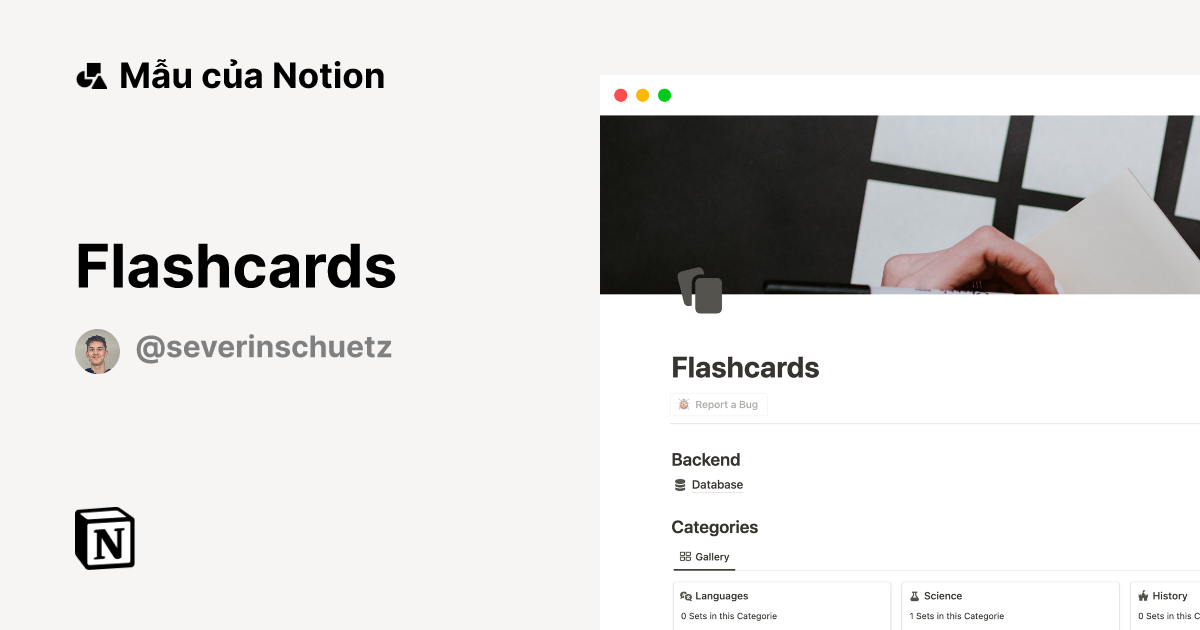 Mẫu Flashcards | Thị trường Notion