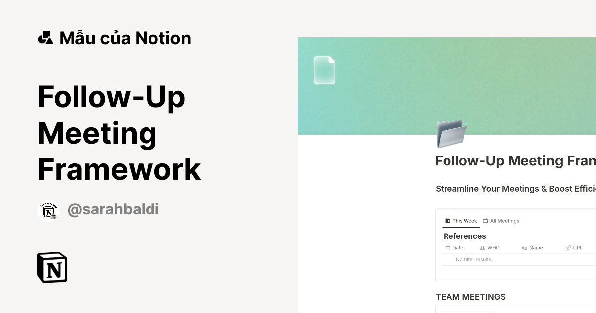 Mẫu Follow-Up Meeting Framework | Thị trường Notion