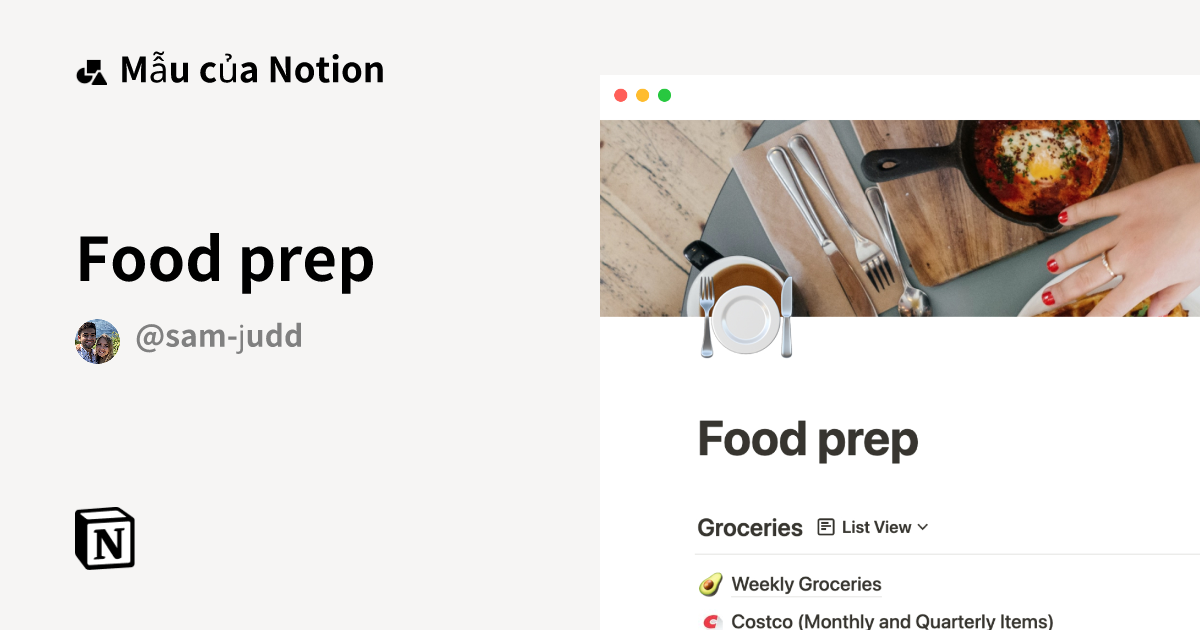 Food prep Mẫu do Sam Judd tạo | Thị trường Notion