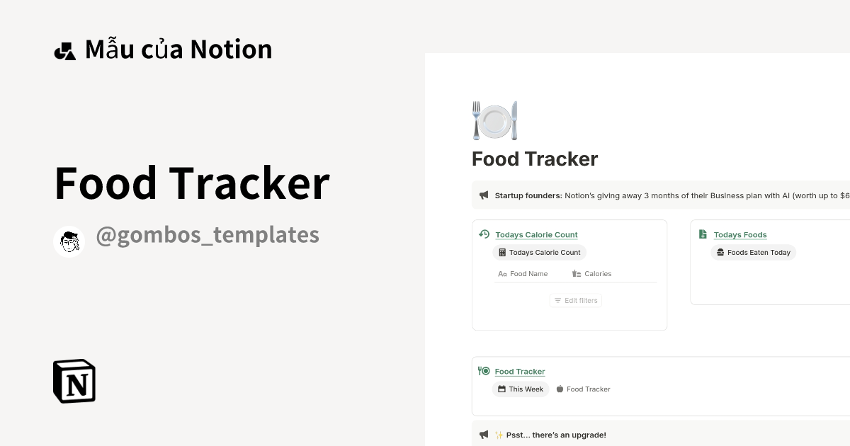 Food Tracker Mẫu do Gombos tạo | Thị trường Notion