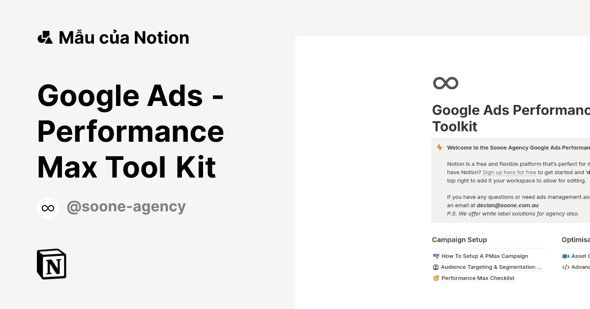 Google Ads - Performance Max Tool Kit Mẫu do Soone Agency tạo | Thị ...