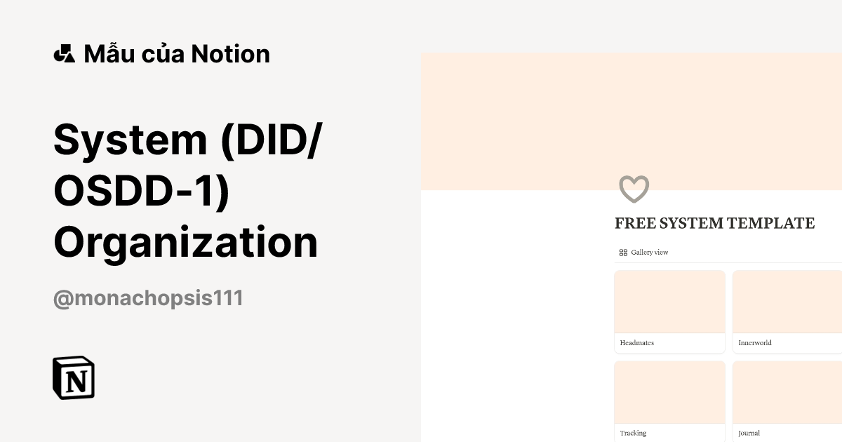 Mẫu System (DID/OSDD-1) Organization | Thị trường Notion
