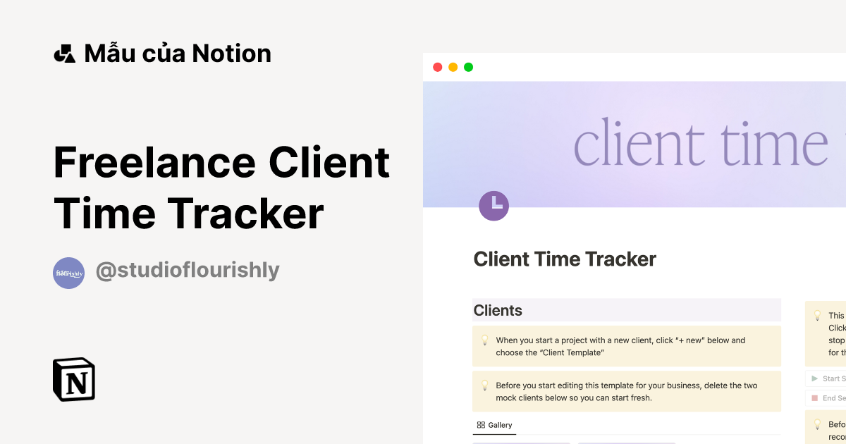 Mẫu Freelance Client Time Tracker | Thị trường Notion