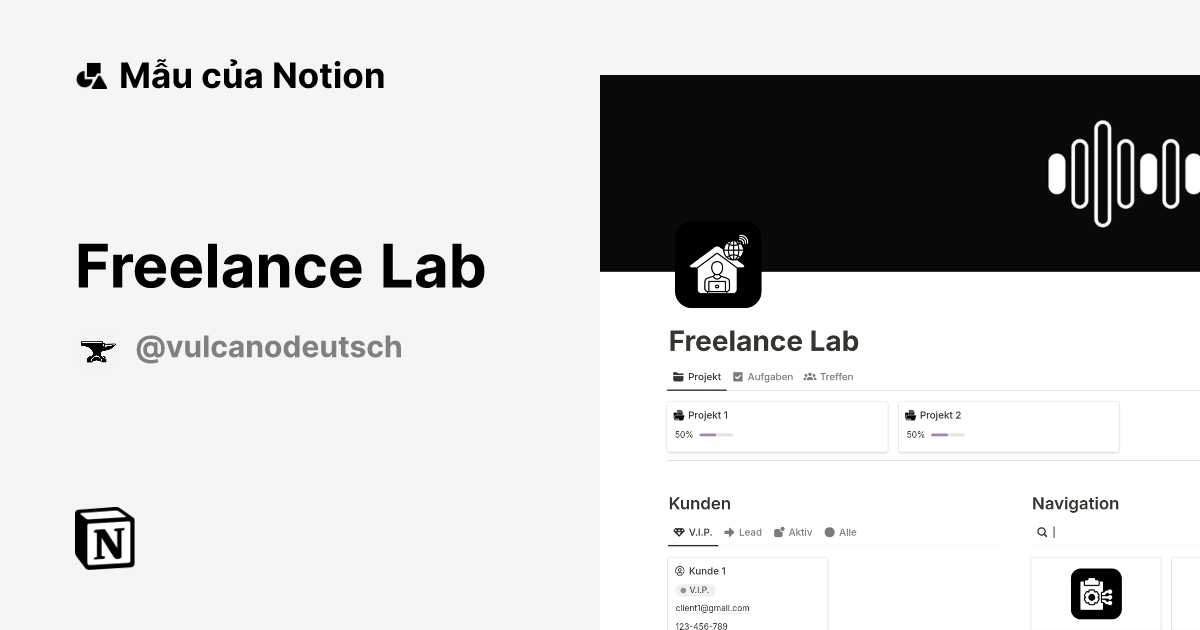 Mẫu Freelance Lab | Thị trường Notion