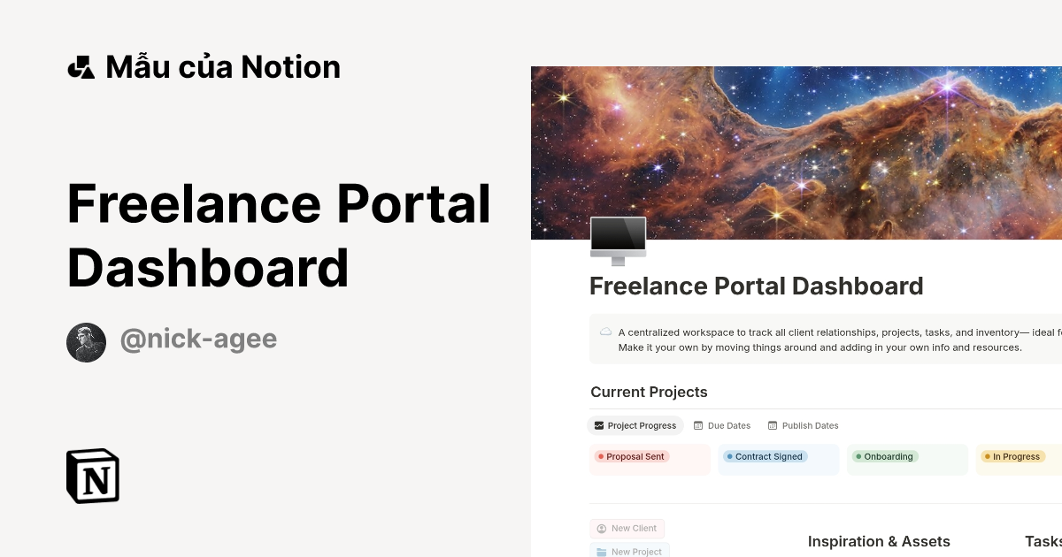 Mẫu Freelance Portal Dashboard | Thị trường Notion