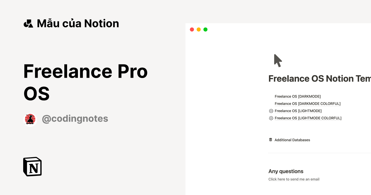 Mẫu Freelance Pro OS | Thị trường Notion
