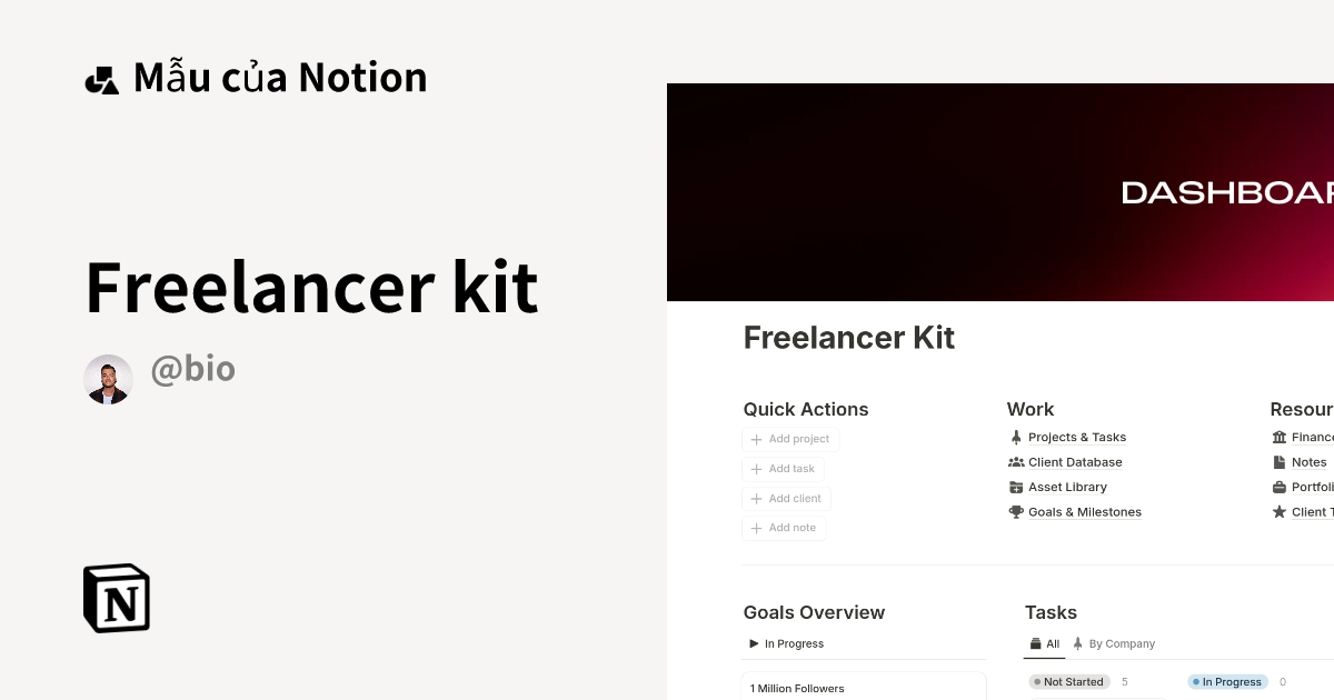 Freelancer kit Mẫu do Matt Bio tạo | Thị trường Notion