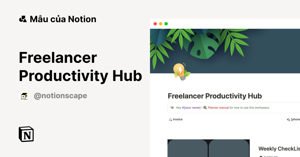 Mẫu Freelancer Productivity Hub | Thị trường Notion