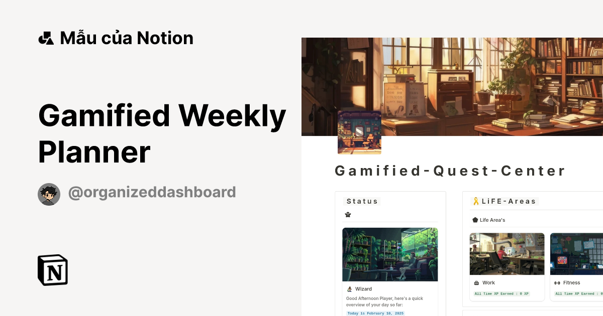 Mẫu Gamified Weekly Planner | Thị trường Notion
